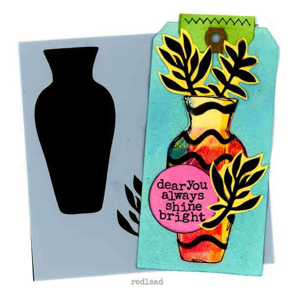 Red Lead Mixed Media Art Stencils Vases Stencil 6 x 6