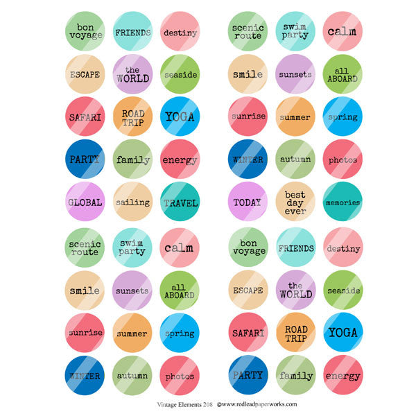 Word Circles Collage Sheets